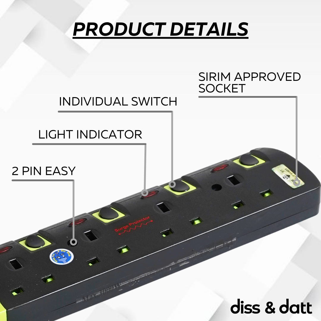 DESIGNER/DISS N DATT/COSGO Extension Plug Trailing Socket Extension (2M ...