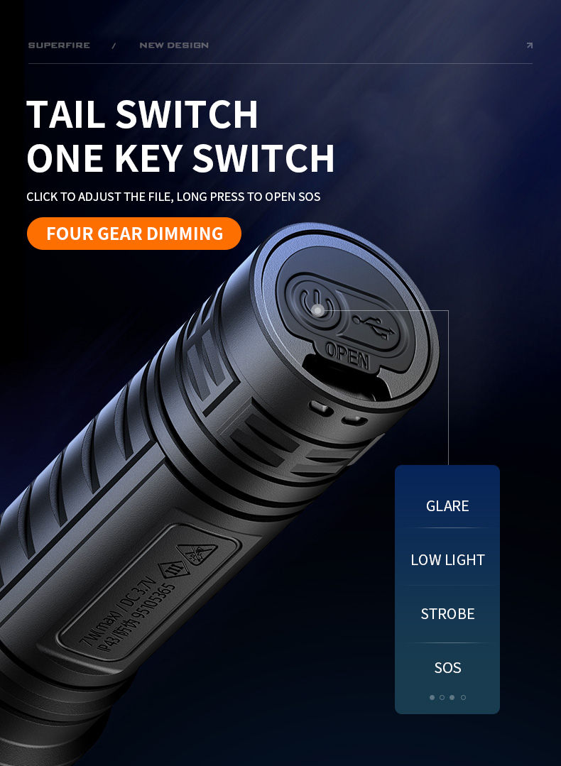 Superfire S33-X Lampu Suluh LED Rechargeable Portable Flashlight Strong Bright Mini Flashlight ...