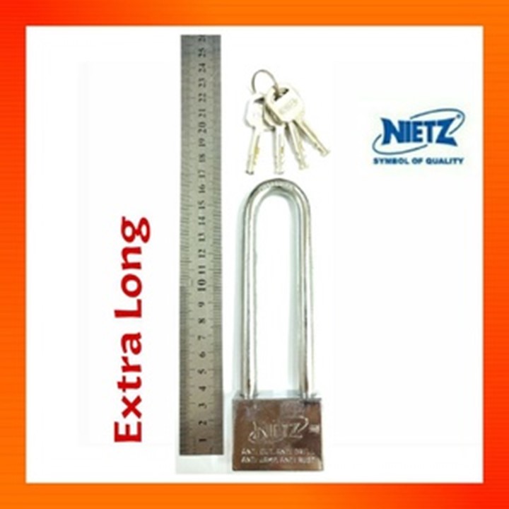 NIETZ EXTRA LONG PADLOCK 50MM EXTRA LONG BRASS SHACKLES l MANGGA KUNCI ...