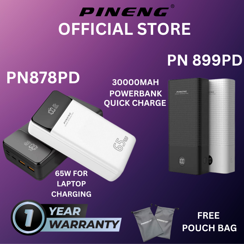 Pineng PN899PD/PN878PD Laptop Quick Charge 3.0 Powerbank (65W/30000mAh ...