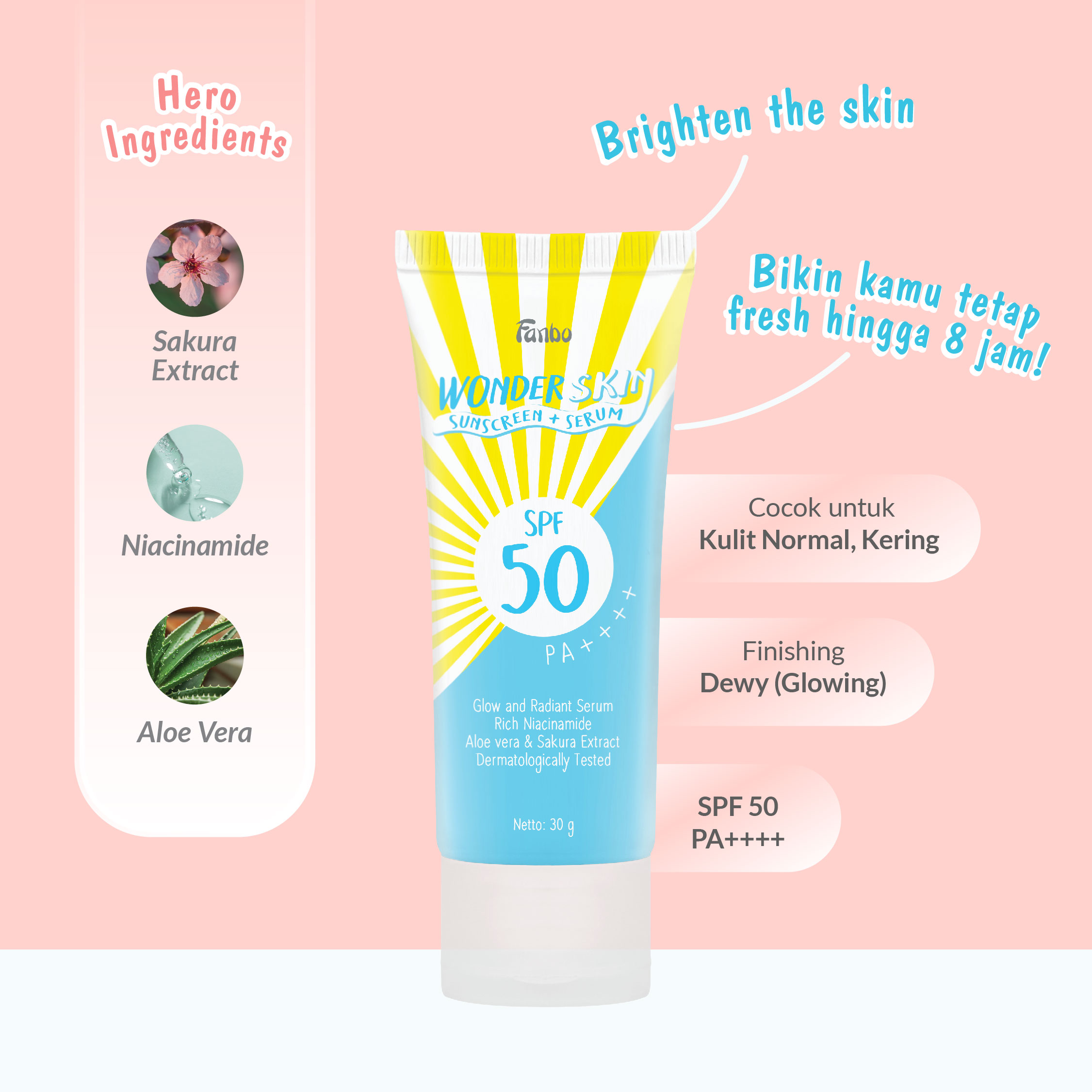 Fanbo Wonder Skin Sunscreen + Serum SPF50 PA++++ 30g | Shopee Malaysia