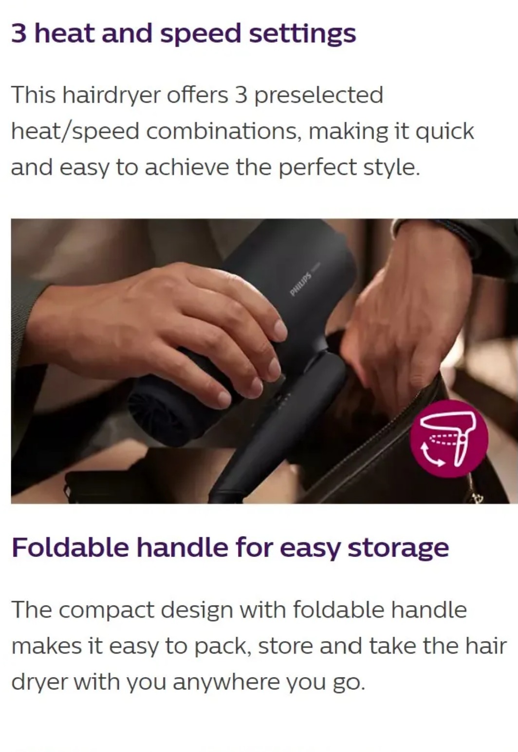 Philips 1600W Hair Dryer With Thermo Protect BHD308 | BHD308/13 Foldable Hair Dryer (Successor ...