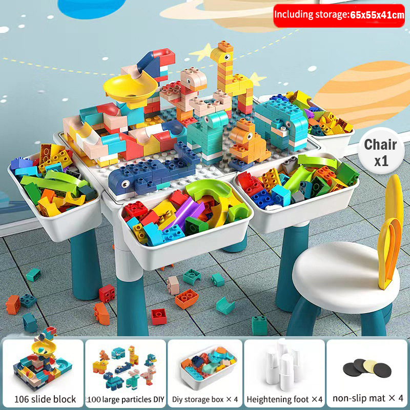 【24H】Multi-Function Building Blocks Table For Kids Learning Playing Study Drawing Compatible ...
