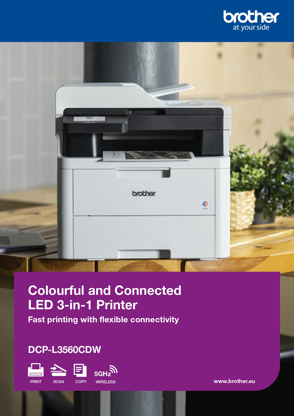 Brother DCP-L3560CDW A4 3-in-1 Wireless Color LED Laser Printer – Auto ...