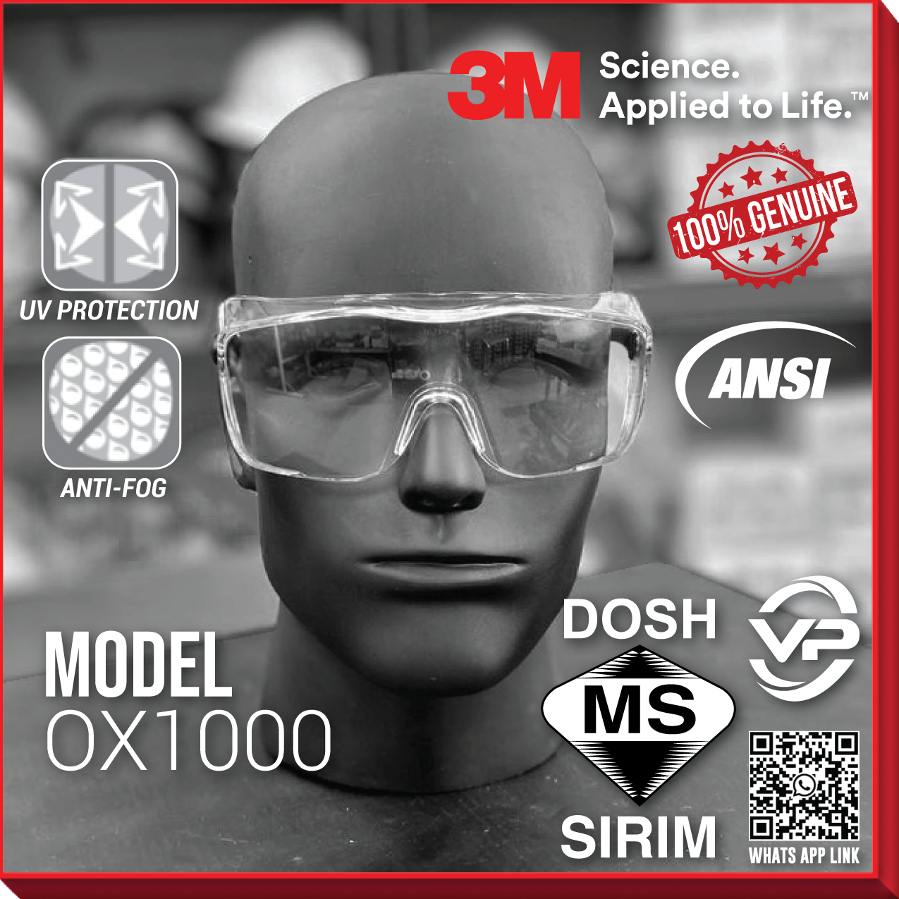 3M OX1000 SAFETY EYEWEAR 12163 OVER SPECTACLES OX 1000 PROTECTIVE ...