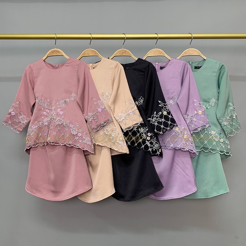 🔥TEMA RAYA 2024 SEDONDON NUDE - SET FAMILY KURUNG MODEN LACE MELAYU ...