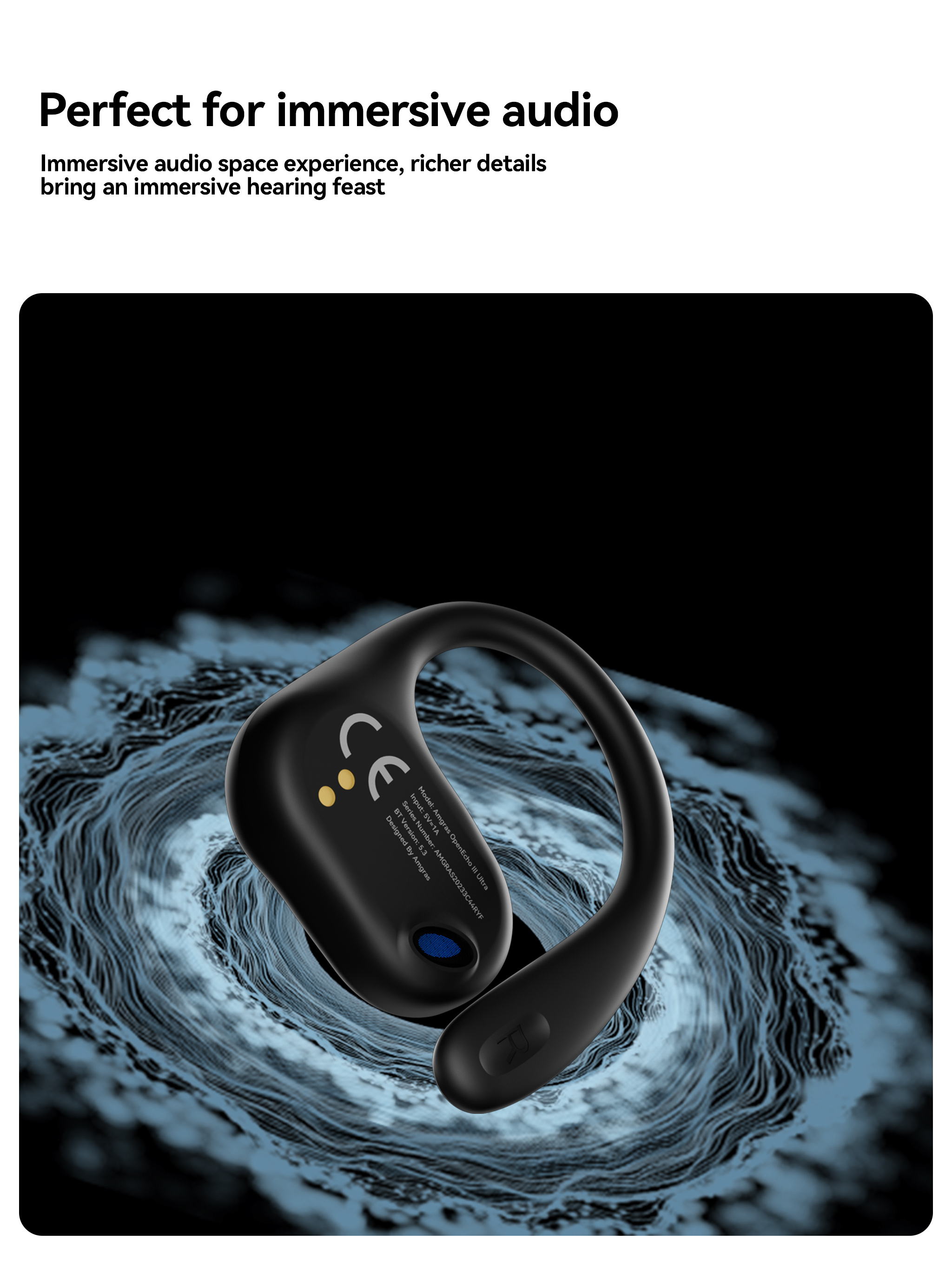 Amgras OpenEcho Ⅲ Ultra Air Conduction Earphone Bluetooth Low Latency ...