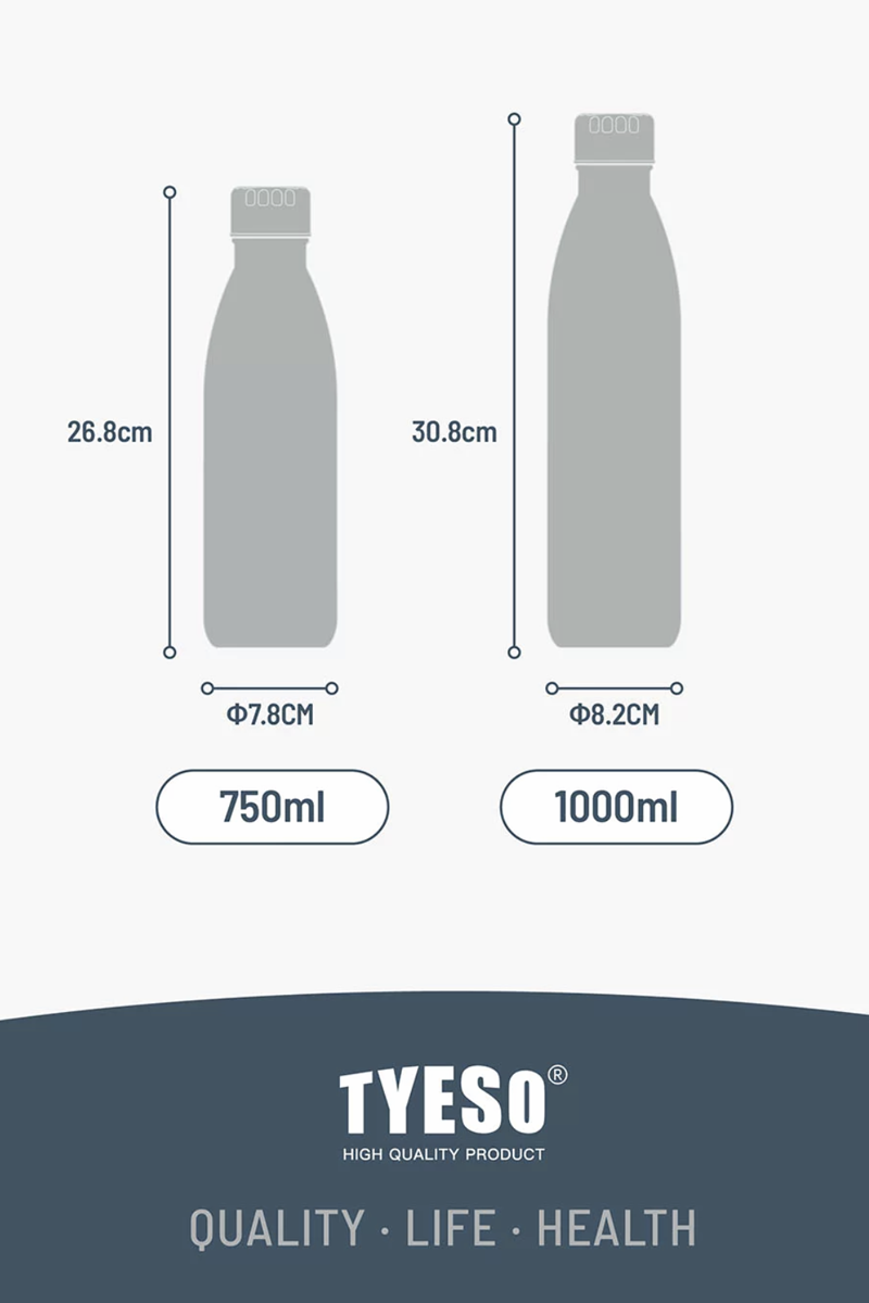 Tyeso Classic Thermos Bottle 750ml/1000ml 304 Stainless Steel Tumbler ...
