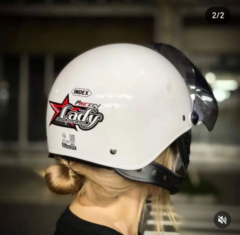 INDEX LADY HELMET with SMOKE VISOR ORIGINAL THAILAND STYLE HALF TOPI ...