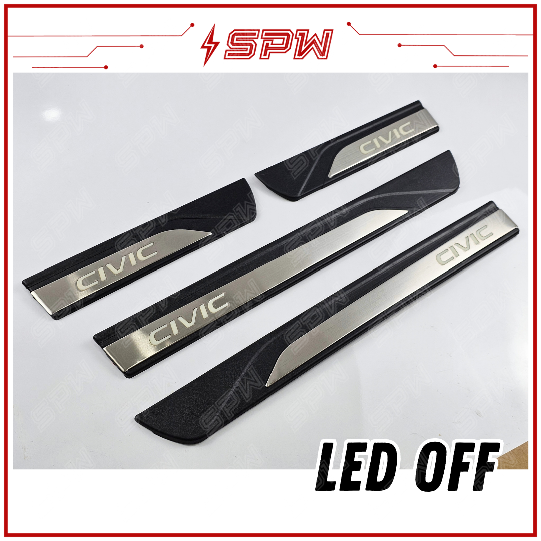 Honda Civic FC (2016-2021) Blue LED 4PCS Side Step ABS Stainless Steel ...