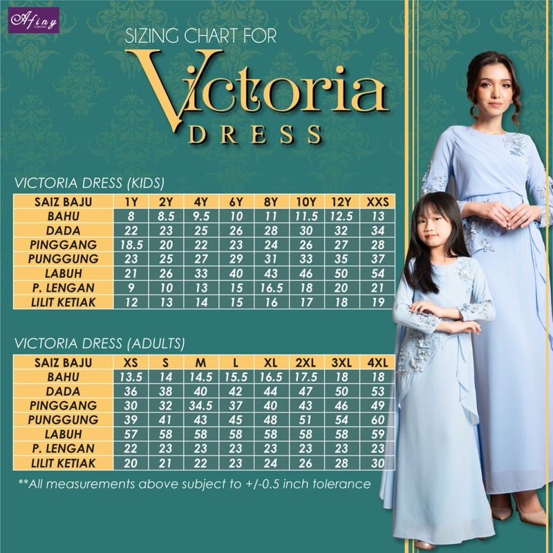 Dress victoria sedondon ibu anak | baju raya 2024 | Dress dewasa ...