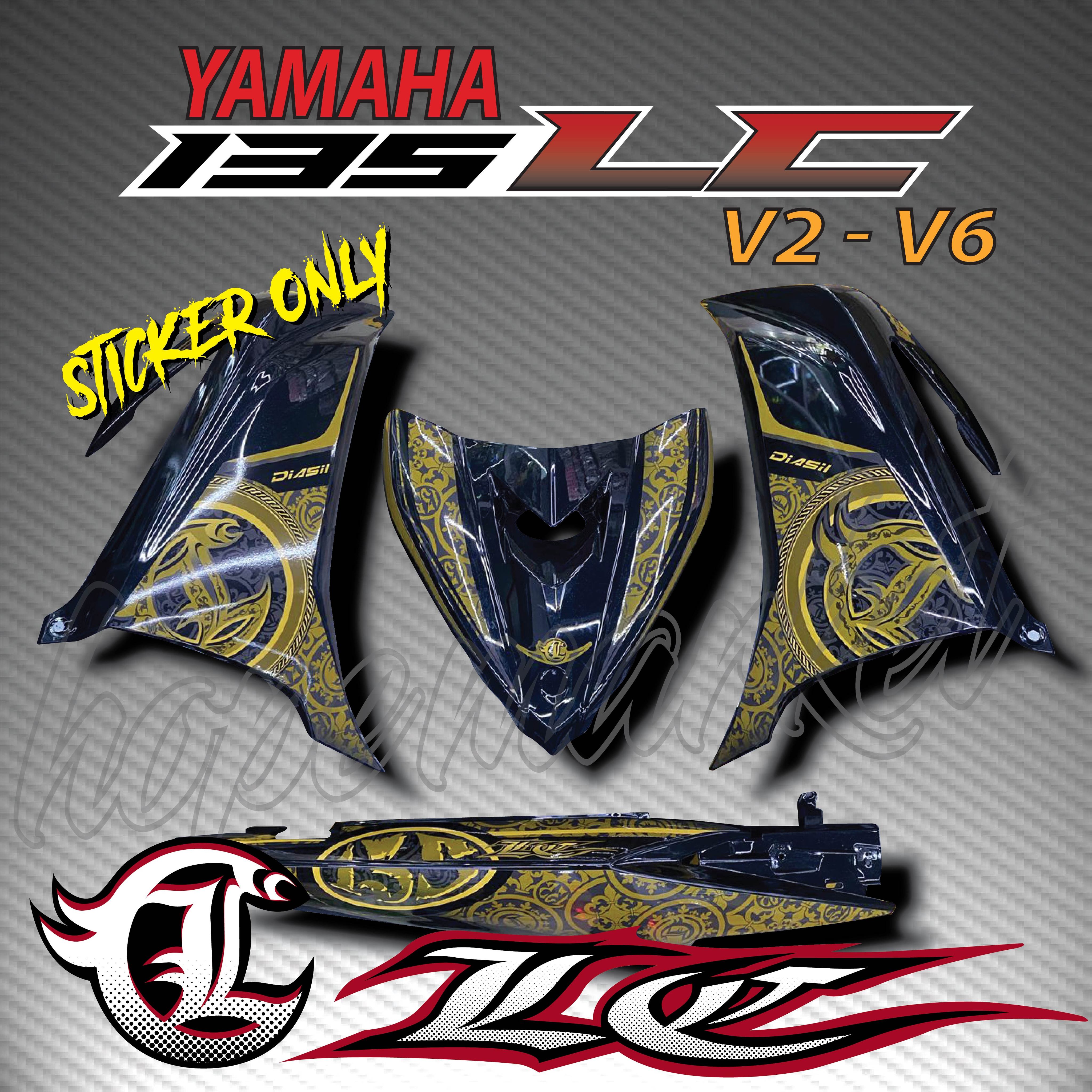 STRIPE MOTOR YAMAHA LC135 V2 V3 V4 V5 BATIK DESIGN (10) CUSTOM BODY ...