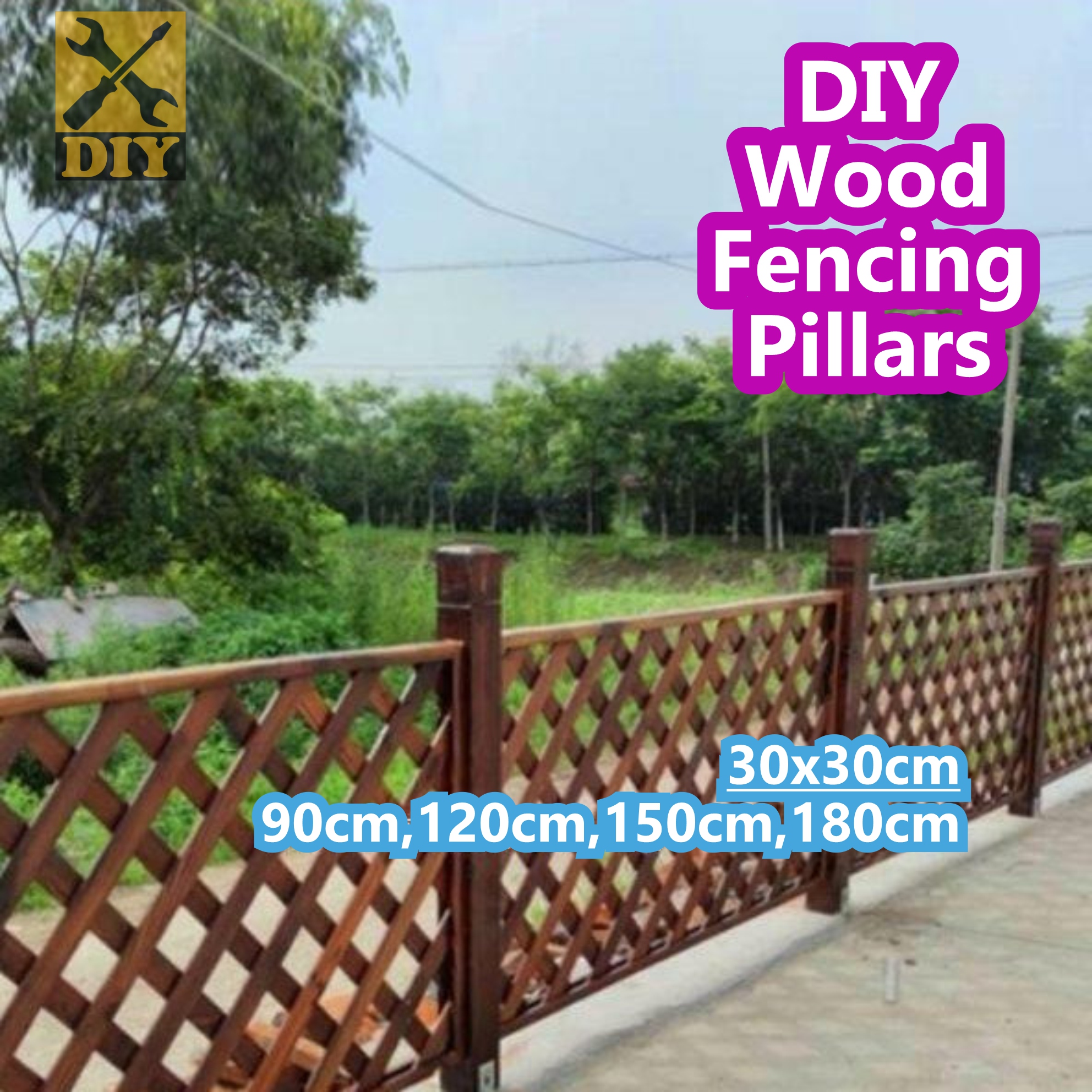 Pagar Kayu Wood Fencing Pillar Accessories Wood Partition Garden Fence ...