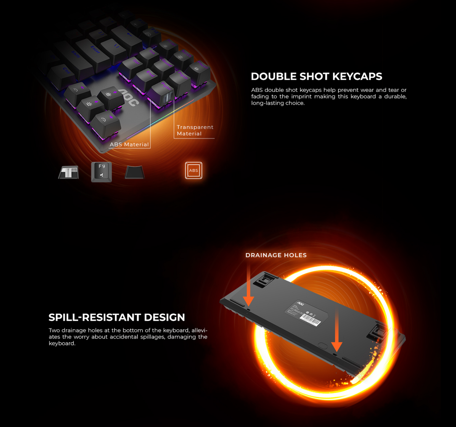 AOC GK450 WIRED GAMING KEYBOARD WITH AOC MECHANICA SWITCHES, LIGHT FX ...