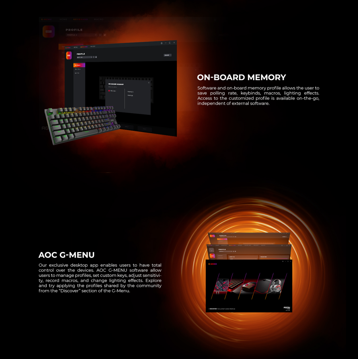 AOC GK450 WIRED GAMING KEYBOARD WITH AOC MECHANICA SWITCHES, LIGHT FX ...