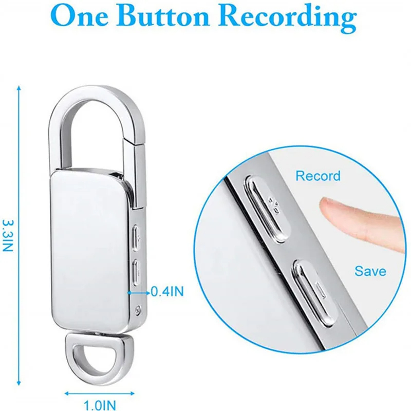 Keychain Voice Recorder Voice Mini Audio Media Player Student Teacher ...