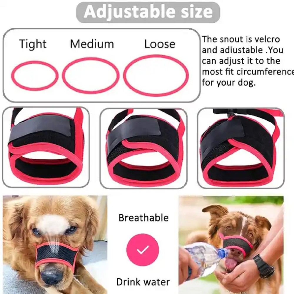 TRENY Pet Dog Adjustable Mask Bark Bite Mesh Mouth Muzzle Grooming Anti ...
