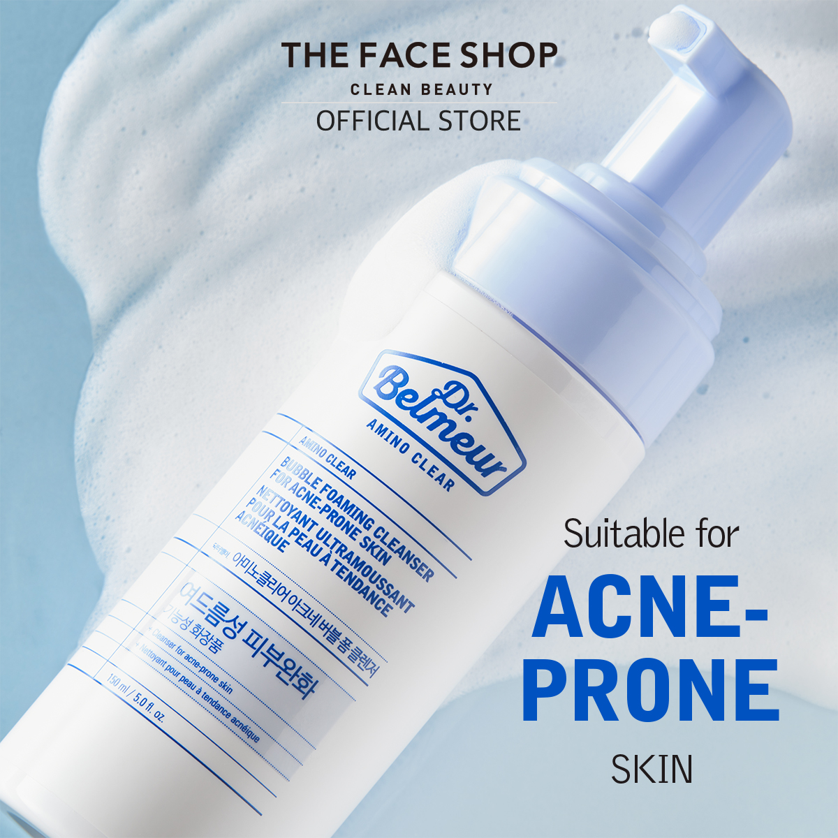 THE FACE SHOP Dr.Belmeur Amino Clear Bubble Foaming Cleanser For Acne ...