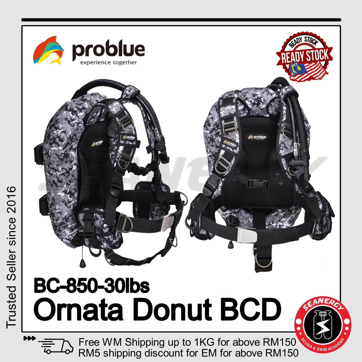 Problue Ornata BCD BC850 Donut BCD Scuba Diving Back Inflation BCD Buoyancy Control Device ...