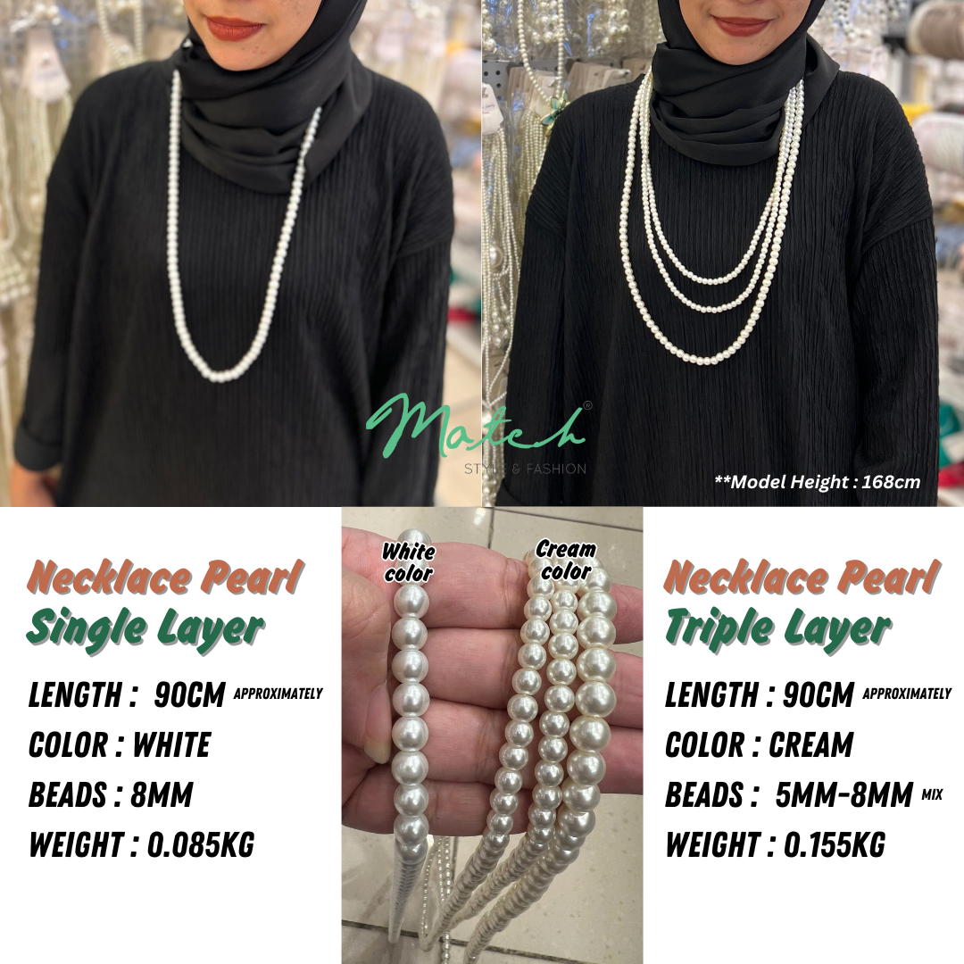 Rantai Mutiara Panjang Long Necklace Pearl Fashion Jewelry Necklaces Rantai Muslimah Hajib ...