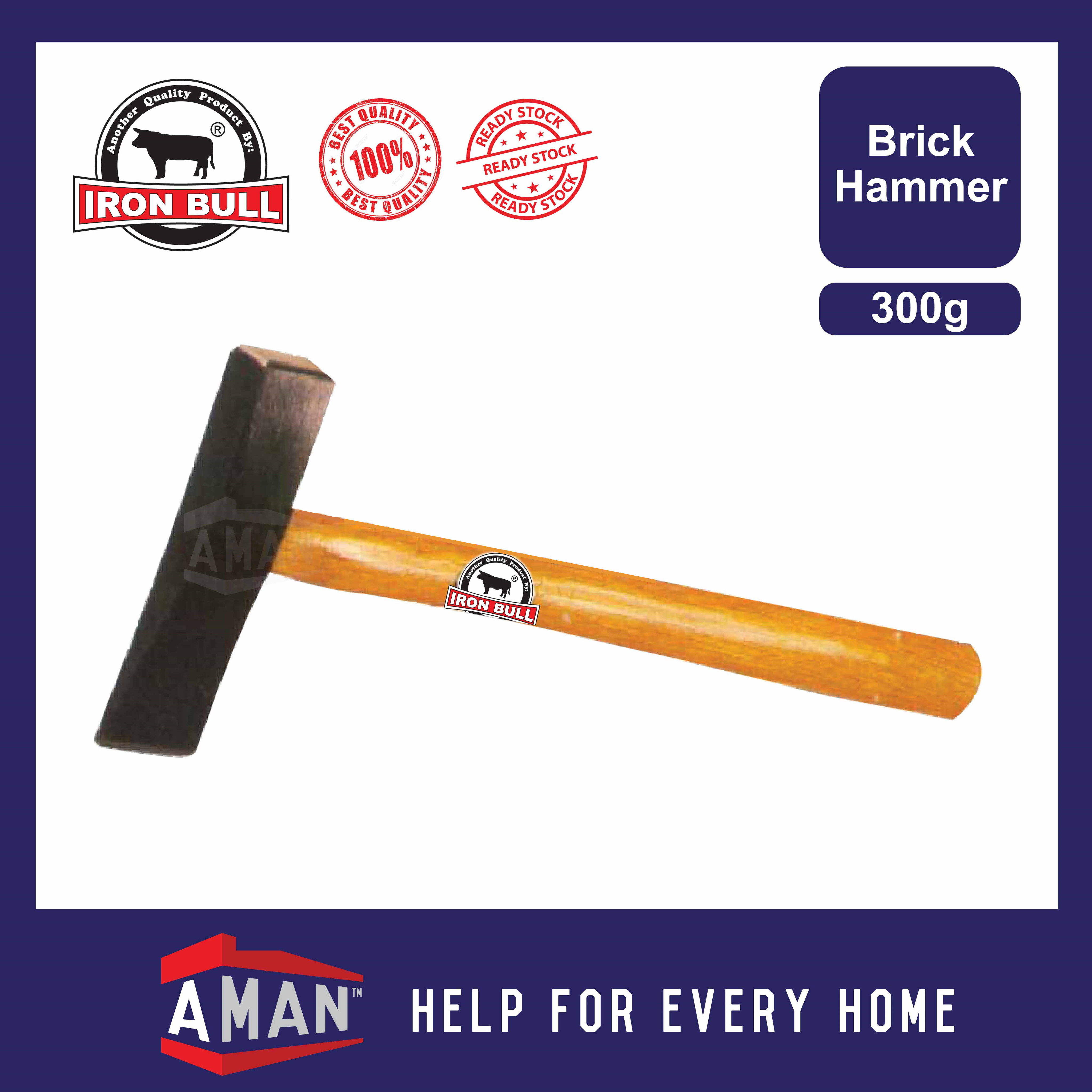 IRON BULL Brick Hammer Wooden Handle Chipping Hammer Blacksmith Sledge ...
