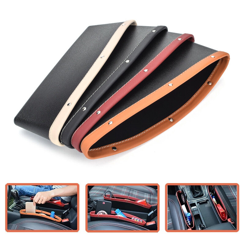 【𝗥𝗘𝗔𝗗𝗬_𝗦𝗧𝗢𝗖𝗞】PU Leather Car Seat Side Pocket Gap Slit Pocket Storage ...