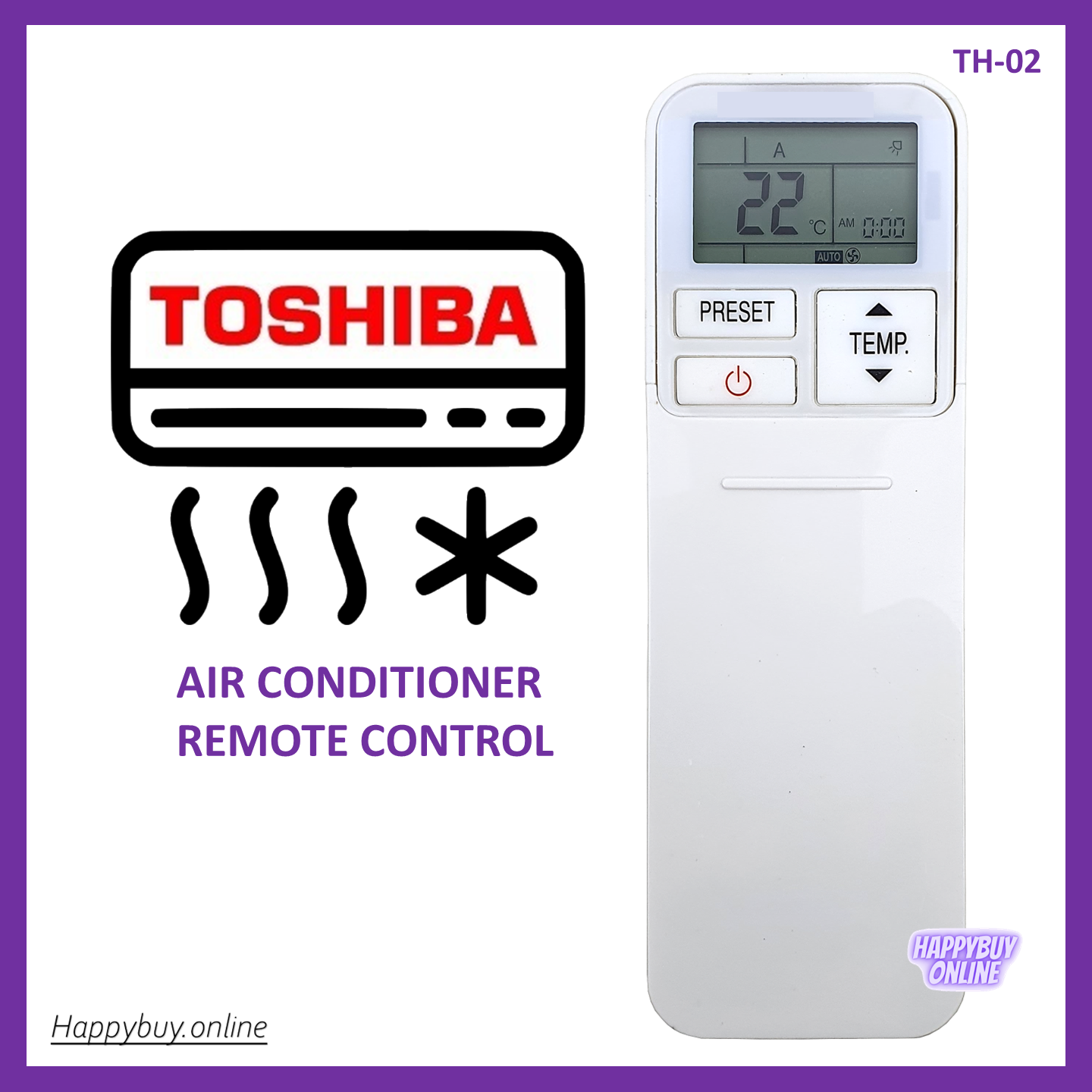 Suitable for Toshiba Air Conditioner Remote Control TH02 Replacement Remote Aircond Air Cond ...