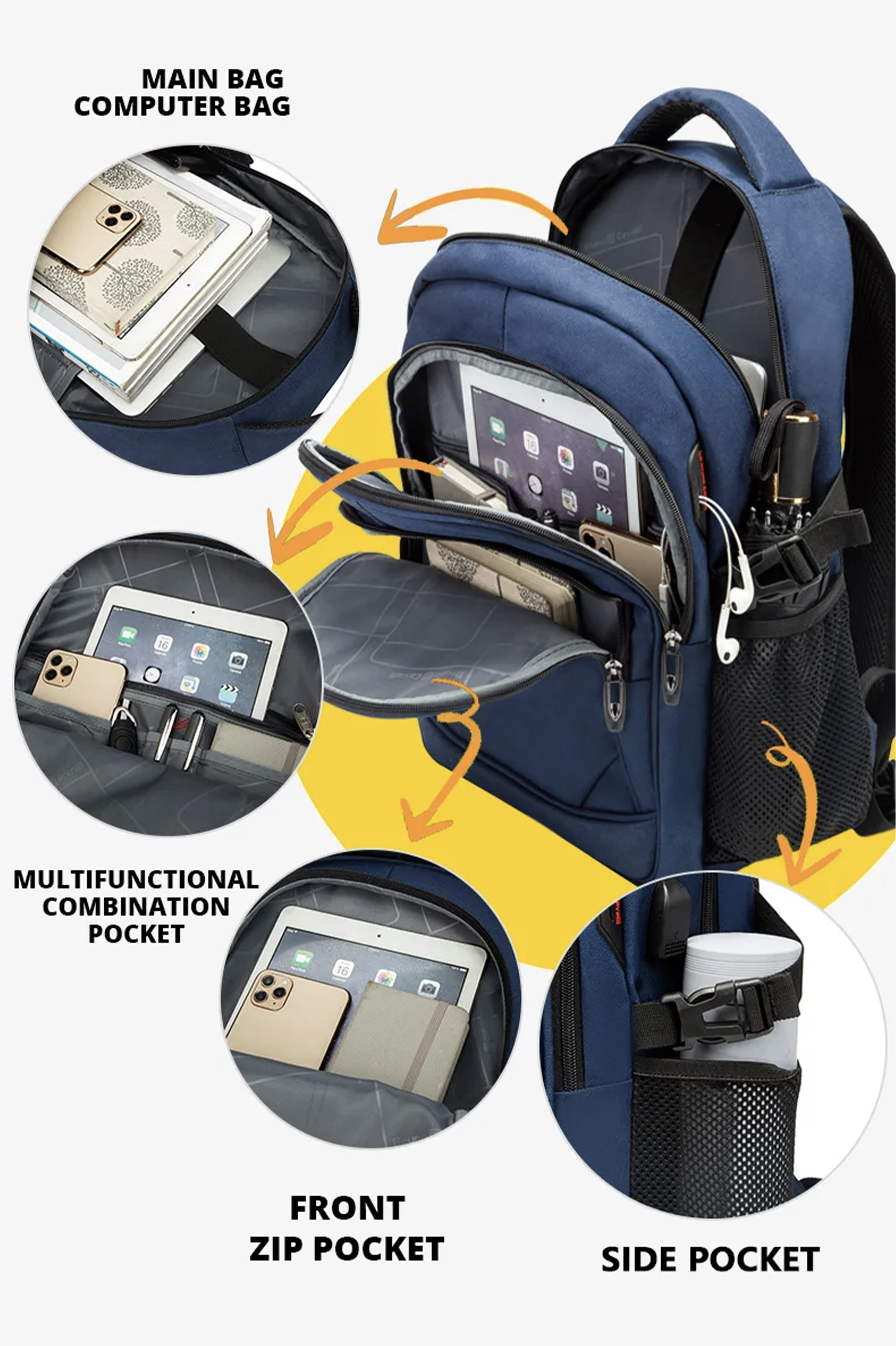 BRUNO CAVALLI Multifunctional 16" Laptop Computer Backpack with Laptop ...
