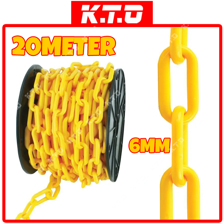 1 Roll 6mm x 20m Safety PVC Plastic Chain Barricade PVC Link Chain Gate ...