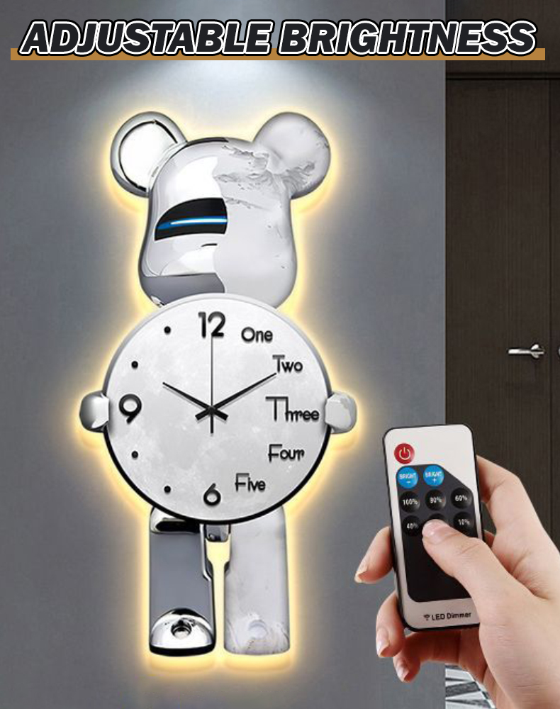 Violent Bear Design LED Light Wall Clock Living Room Dining Area Wall ...