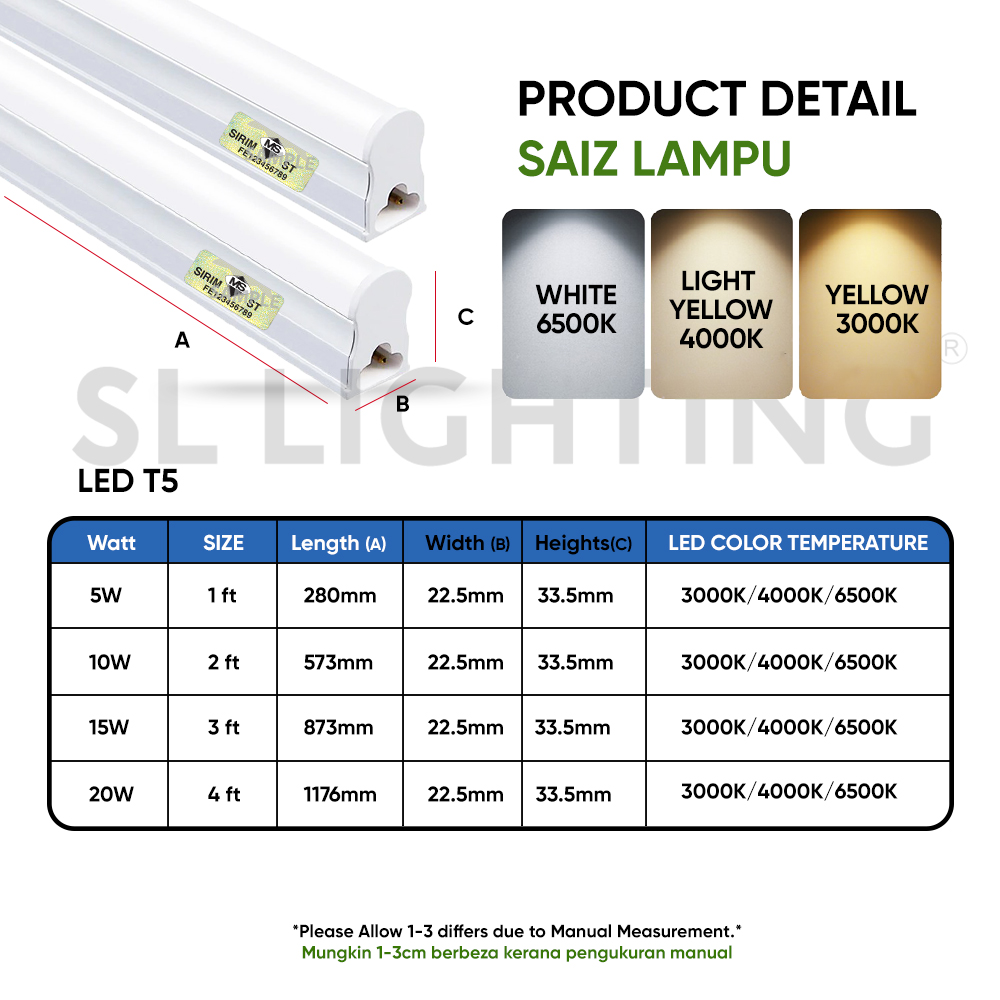【SIRIM APPROVED 】LED T5 Tube Light Set T5 Plaster Ceiling Light Lampu ...