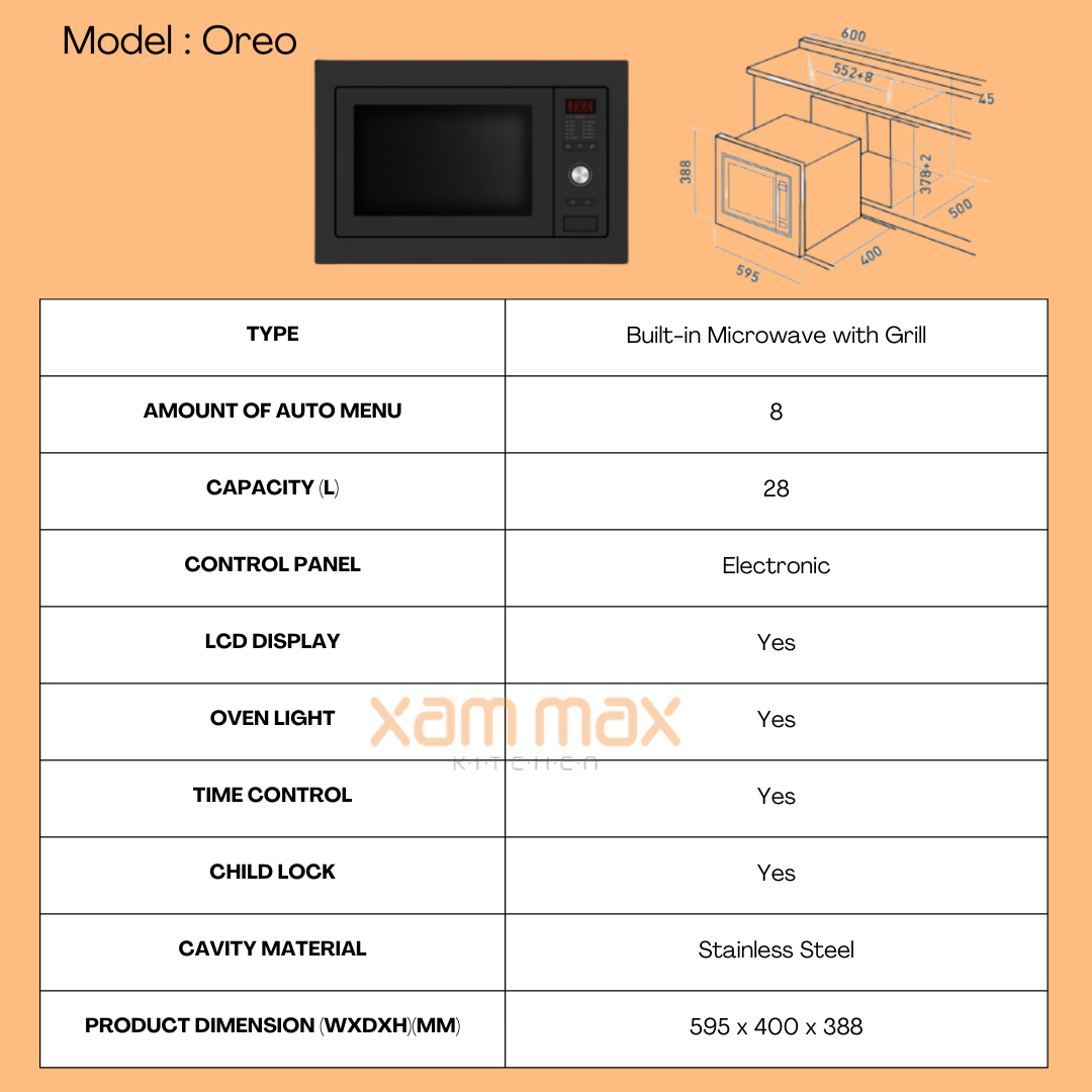 (PM FOR SHIP TODAY) XAMMAX Rubine Built-in Microwave Oven RMO-OREO-28BL ...