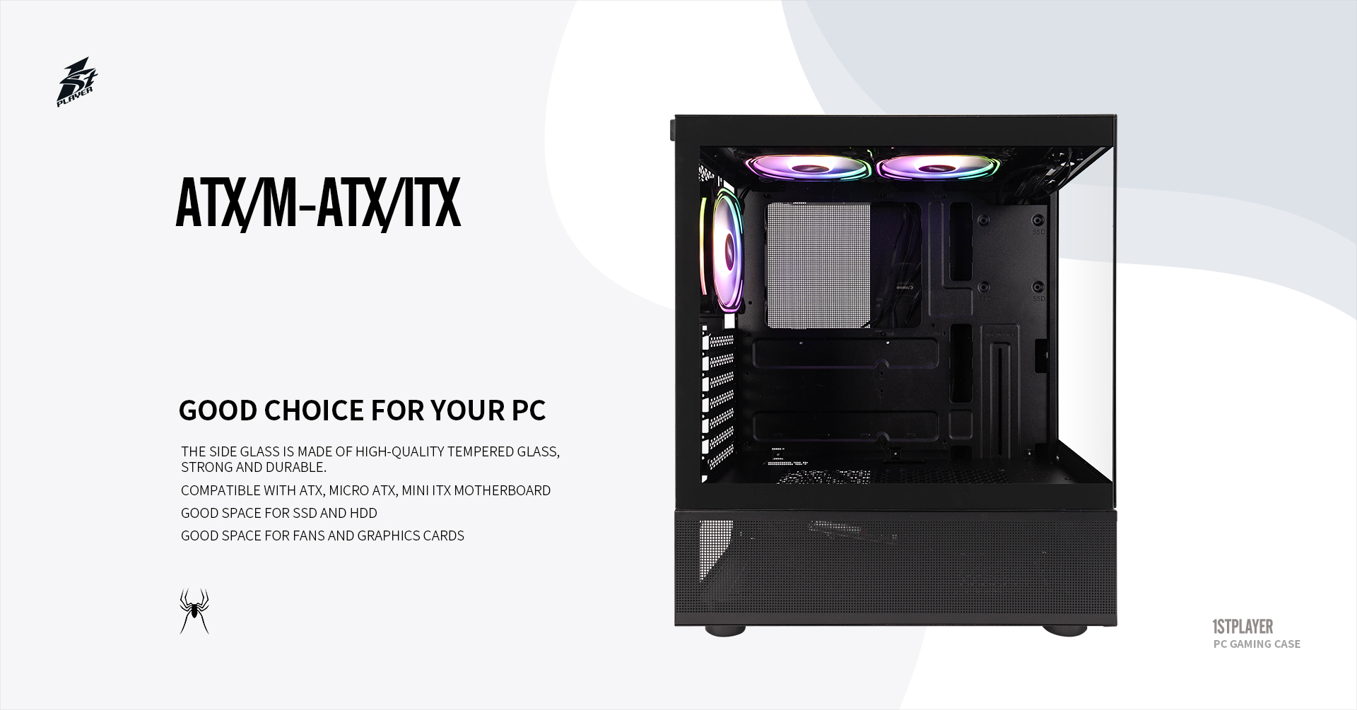 1st Player MIKU Mi7-A BLACK | Standard ATX Side Tempered Glass Gaming ...