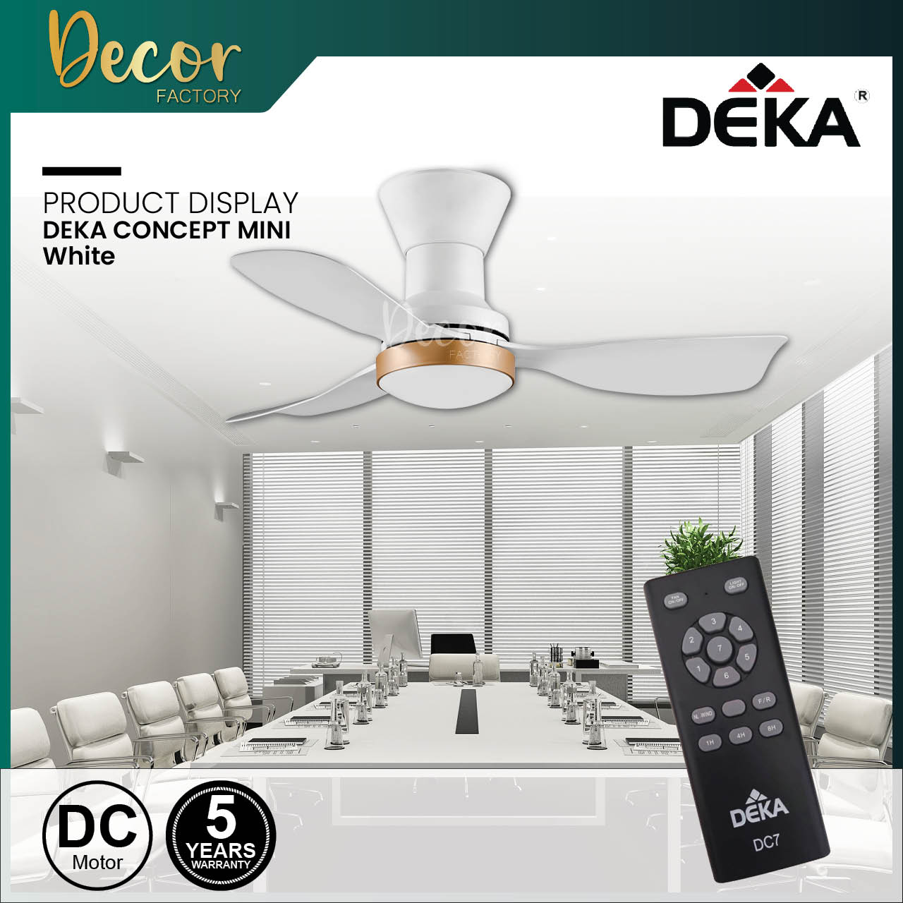 DEKA Fan DEKA CONCEPT MINI 34" 3 Blades 7 Speed Forward+Reverse DC ...