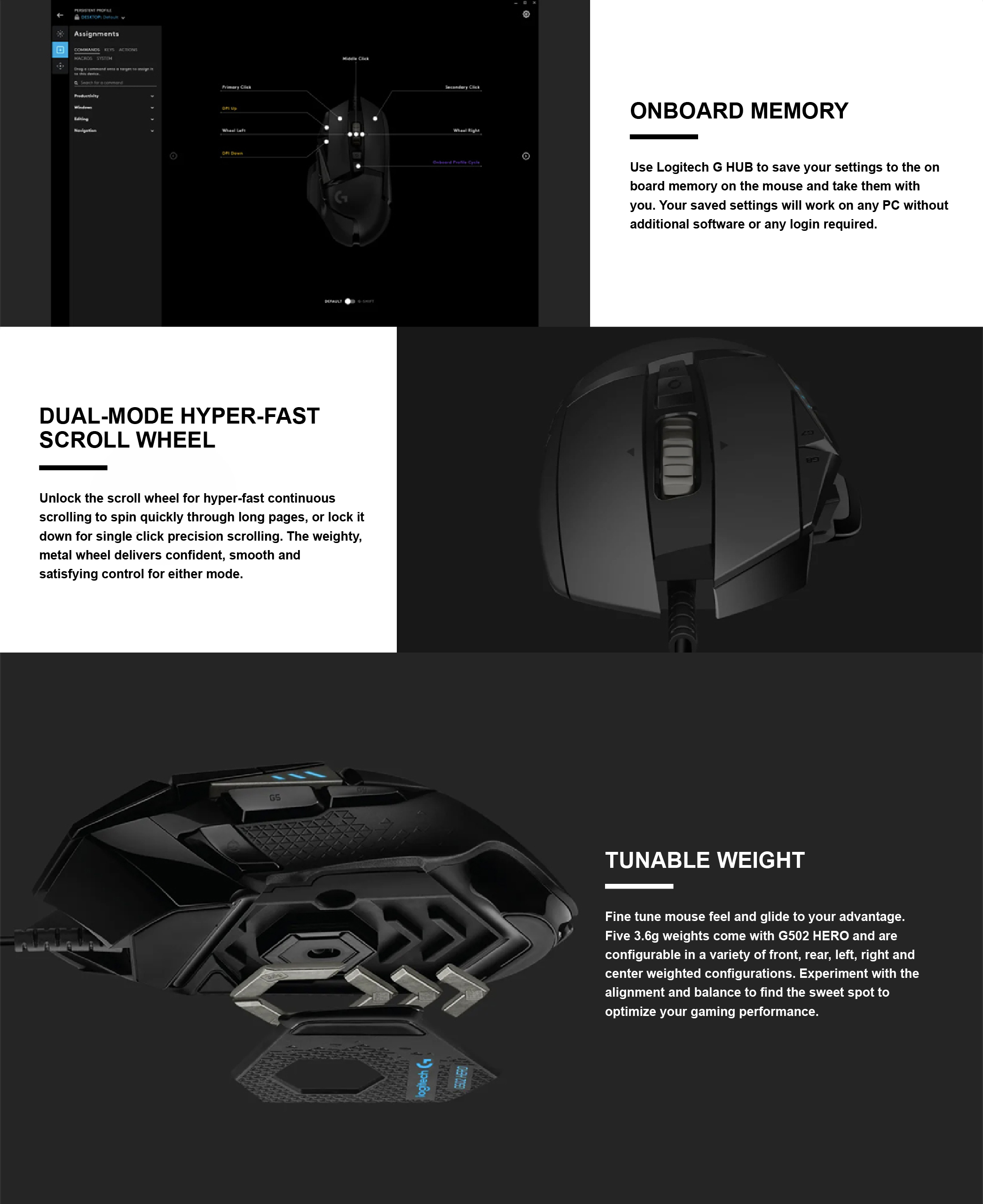 LOGITECH G502 HERO Wired Gaming Mouse with HERO 25K, Adjustable Weight ...