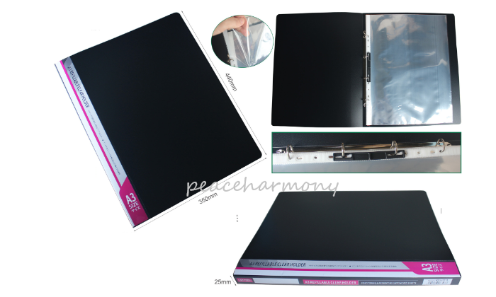 A3 Size Refillable Clear Holder and 11 Hole Sheet Protector Refill ...