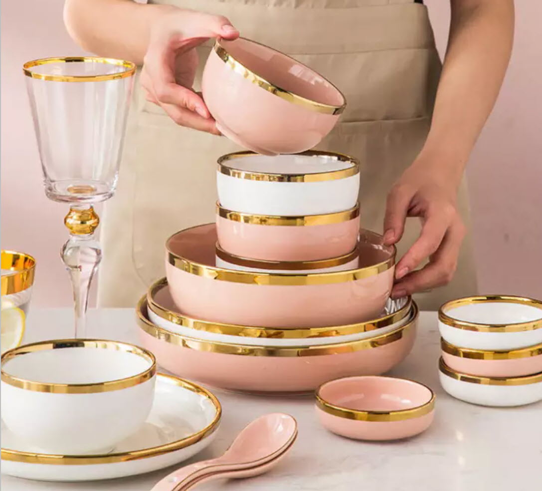 Nordic Ceramic Tableware Set Ceramic Dinner Set Plate Bowl Set Matte ...
