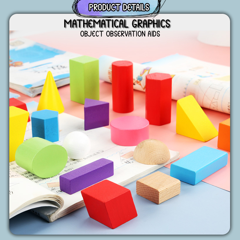 [Little B House] Math Manipulatives Geometric Shapes Wooden Building ...