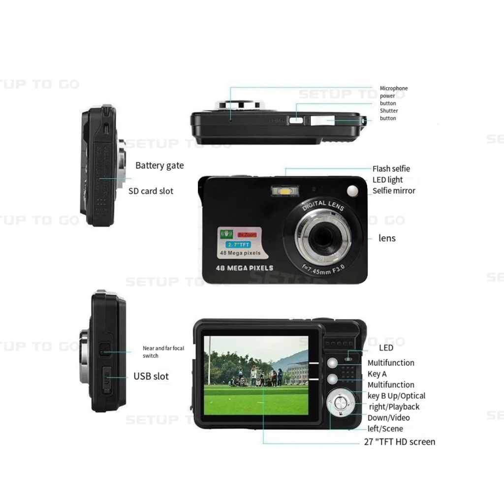 Digital Camera CCD48 1080P HD Video Child Camcorder 48MP Photo 8X Zoom ...