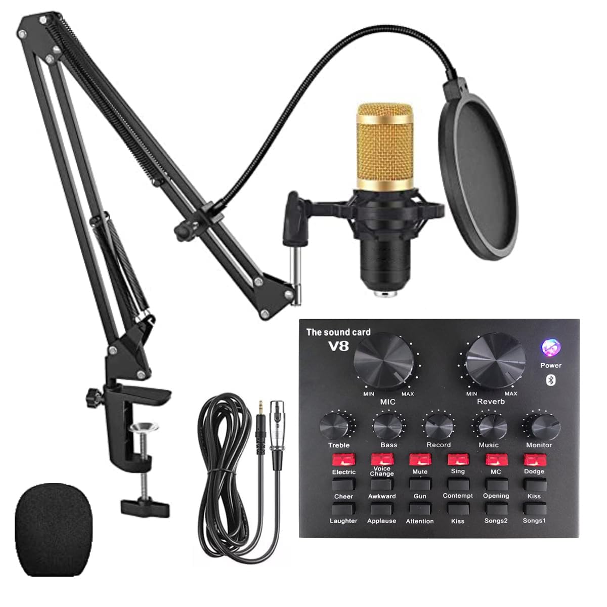 Condenser Microphone Set V8 V8S F998 Sound Card Audio Interface Mic for ...