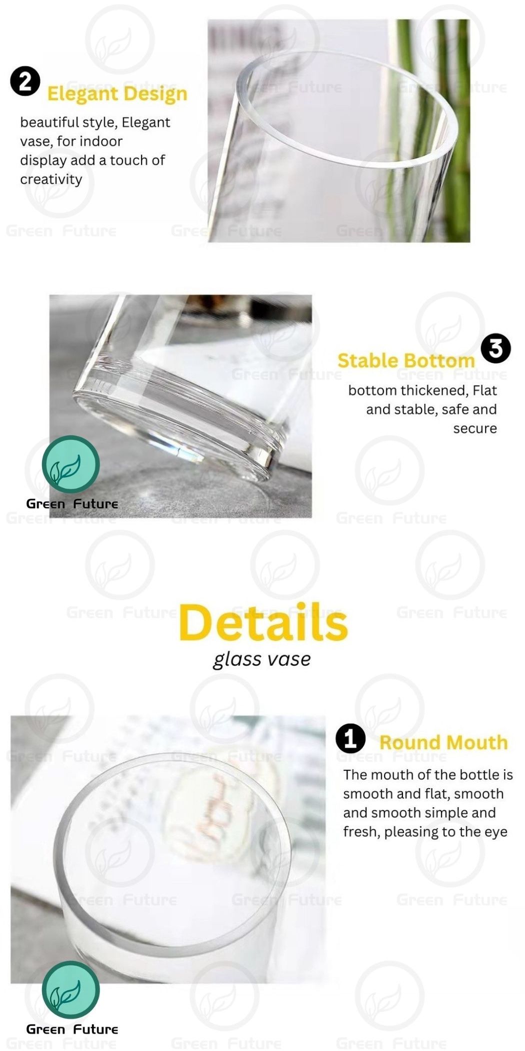 GLASS Nordic Transparent Home Office Display Deco Flower Glass Vase Dry ...