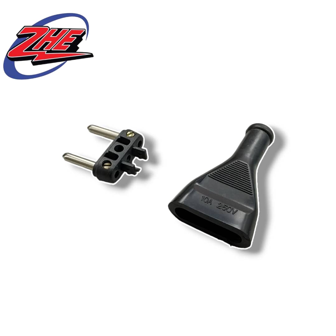 2 PIN PLUG 10A 250V RUBBER ROUND PIN MALE IN LINE POWER CONNECTOR ...