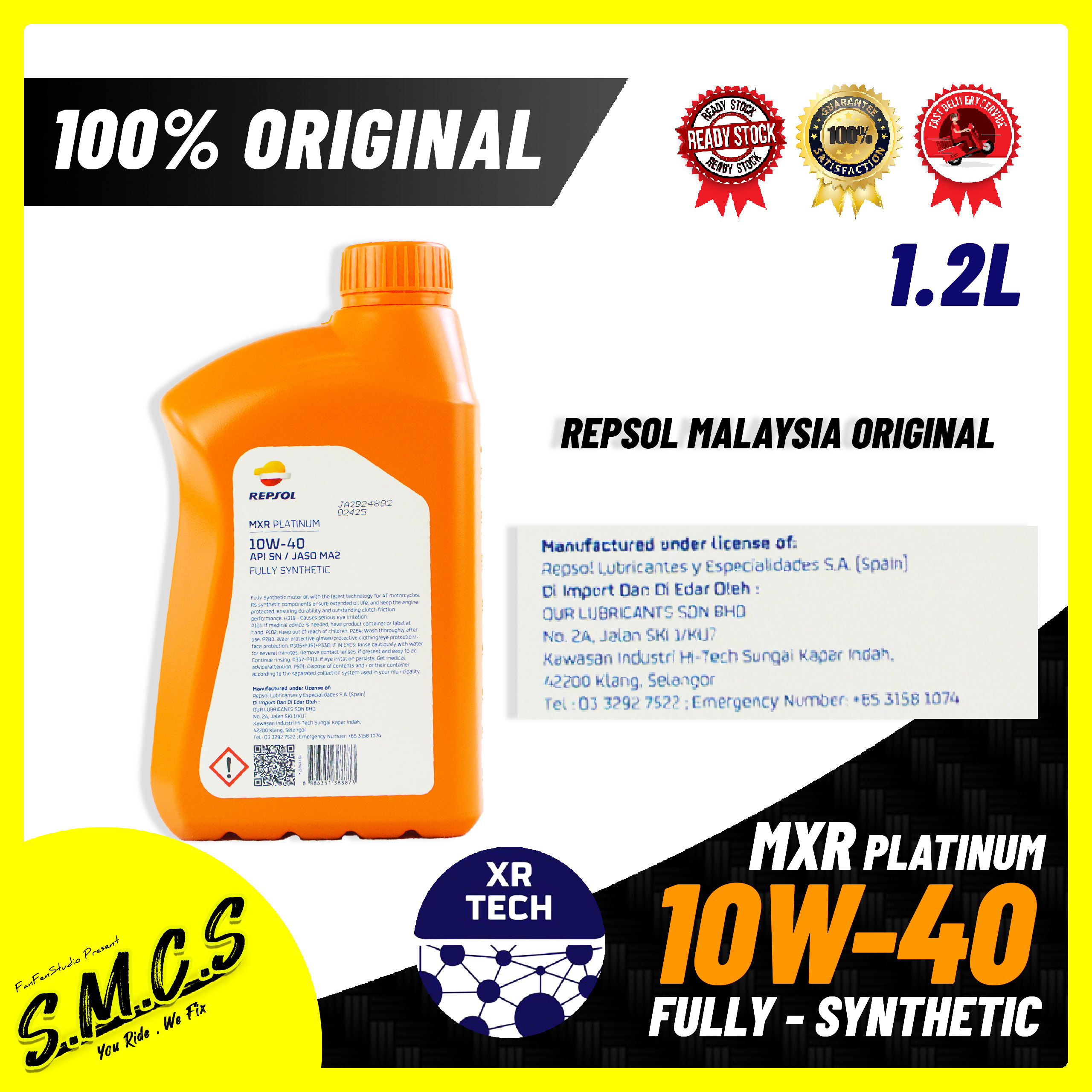 REPSOL 4T 15W40 MXR Platinum 1.2L [NEW] XR Tech FULLY SYNTHETIC 100 ...