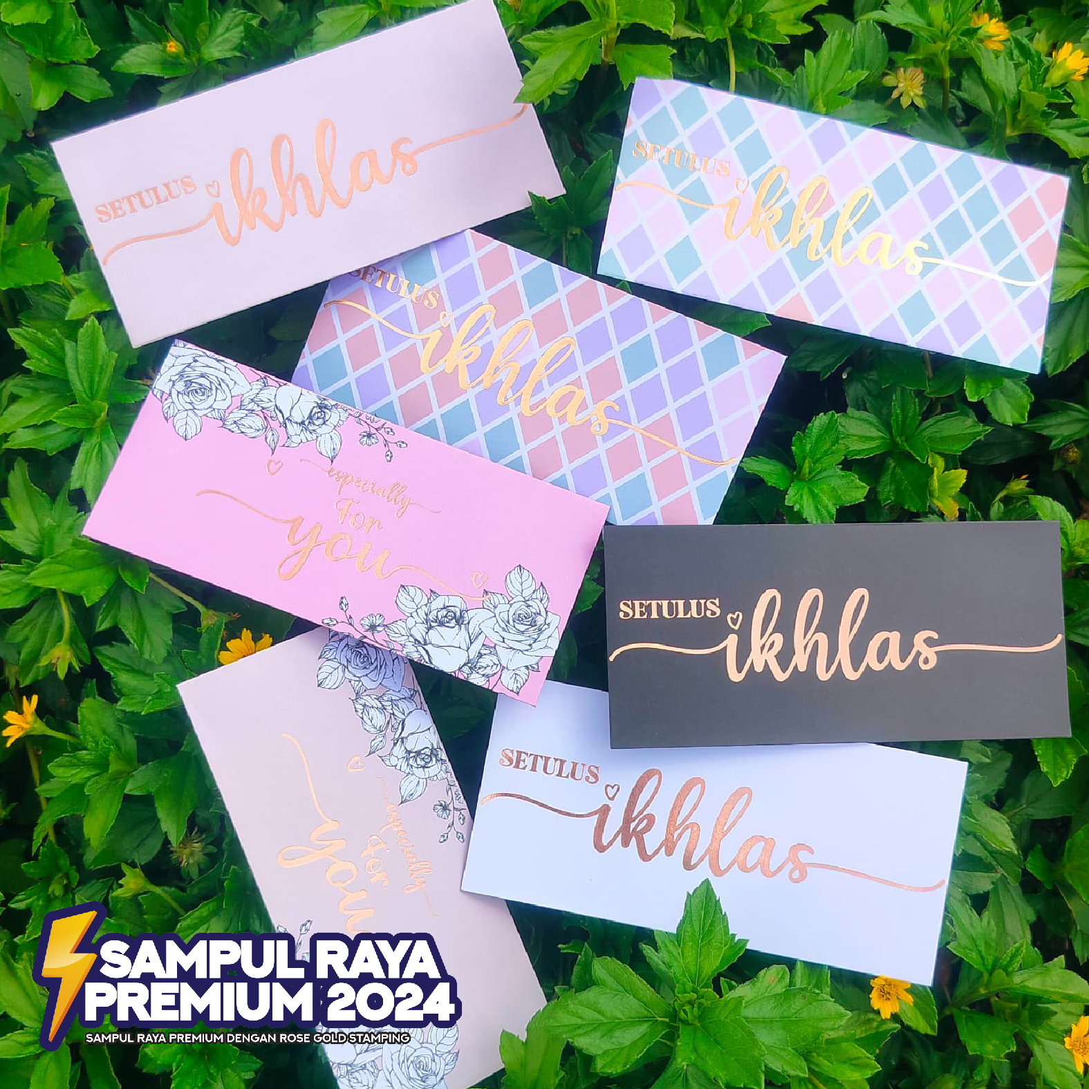 5 pcs Sampul Raya Premium 2024 - 7 Colours with Rose Gold Stamping ...