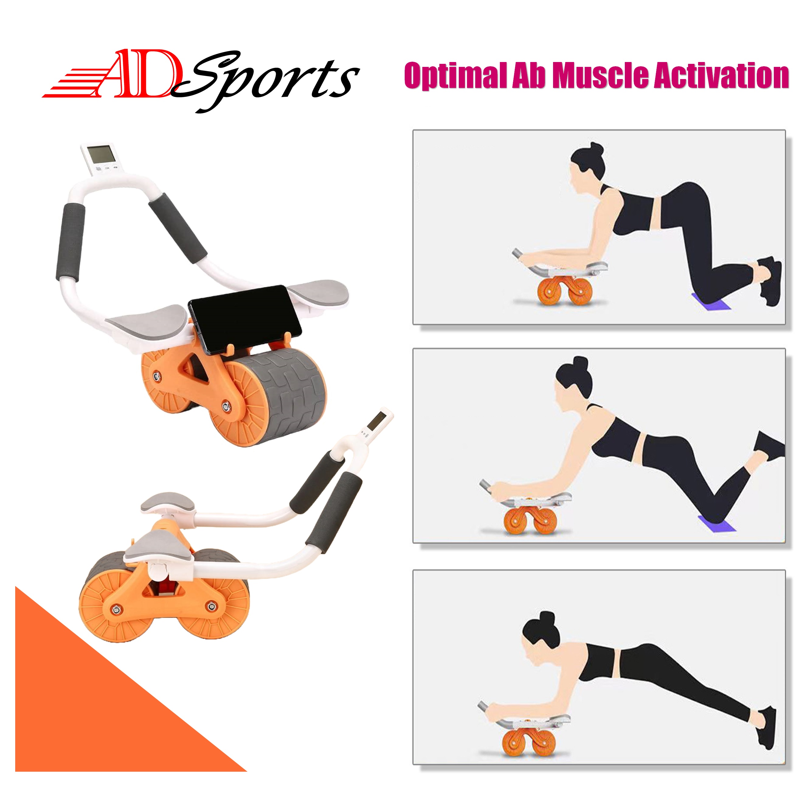 F48 Elbow Support Ab Roller Wheel Multi Ab Machine Automatic Rebound Ab Roller Wheel Workout ...