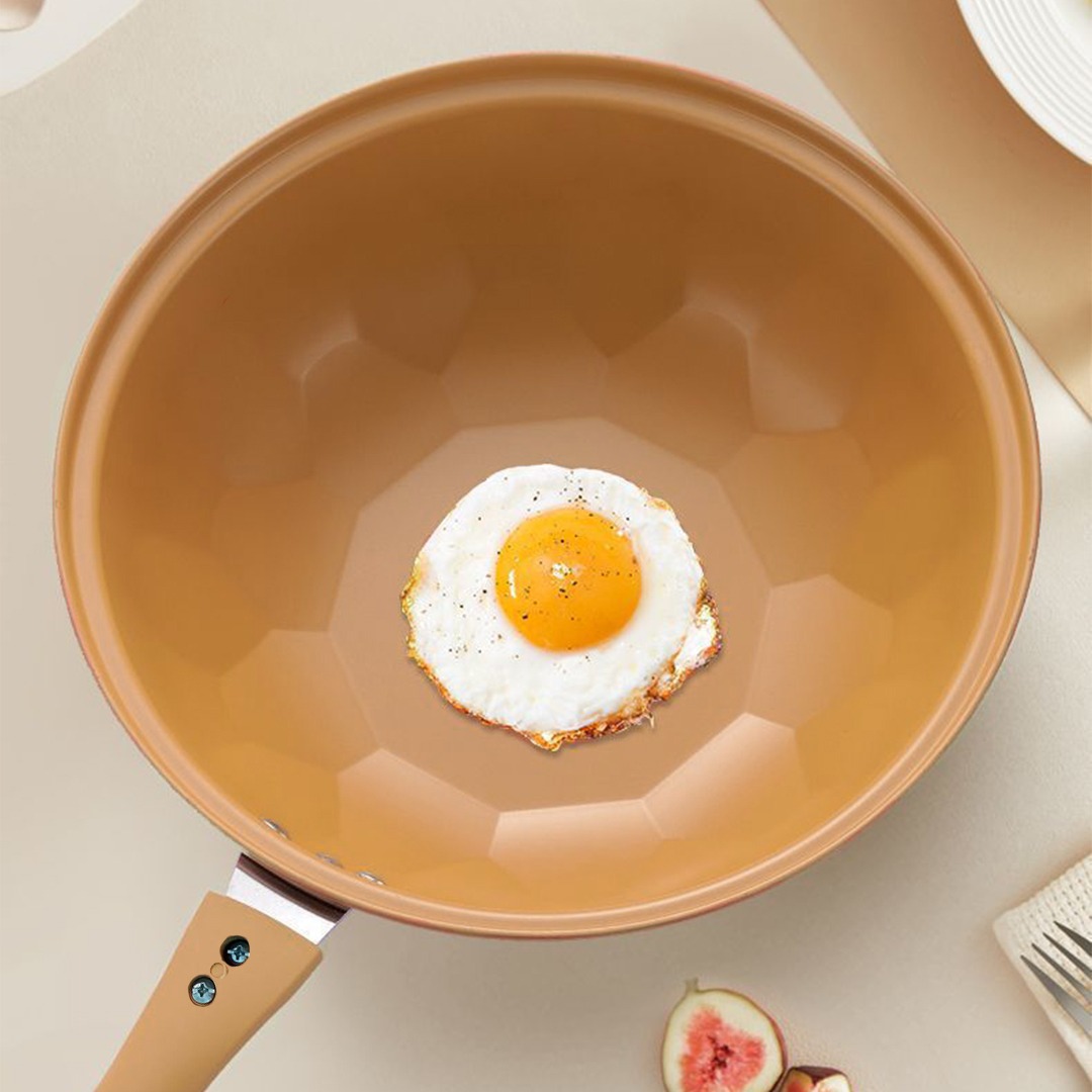 Pantry🍳 Clay Color Wok Korea High Quality Non Stick Deep Frying Wok Pan ...