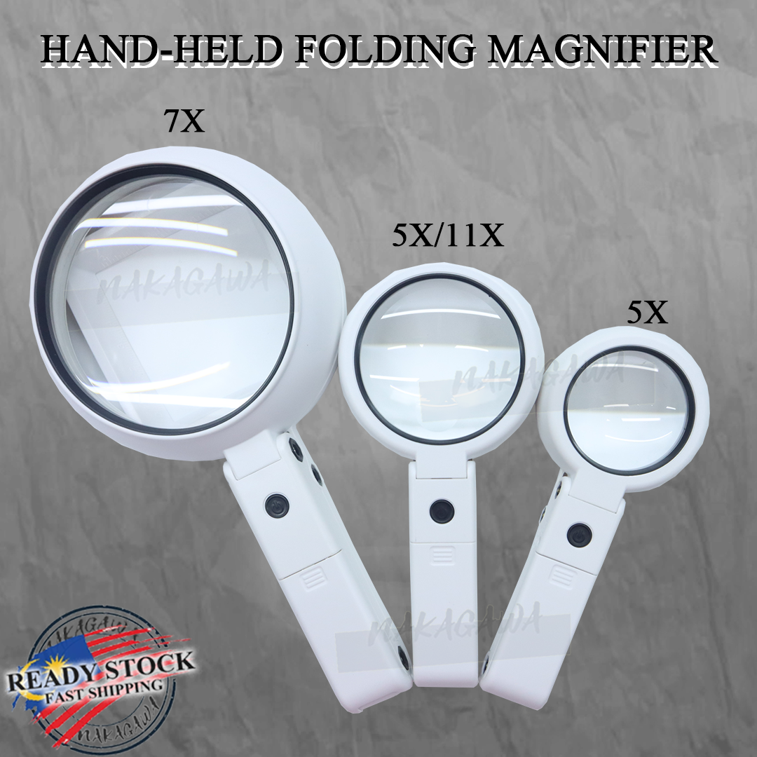 7X 5X-11X HANDHELD FOLDING MAGNIFIER / DUAL-CIRCUIT DESKTOP MAGNIFYING ...
