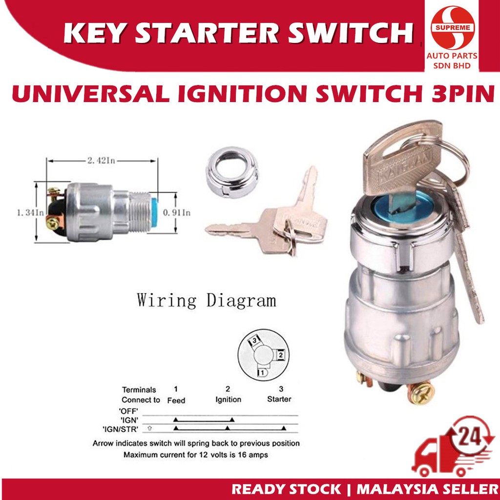 S2U Ignition Switch Engine Starter Switch for Car Motorcycle Tractor ...