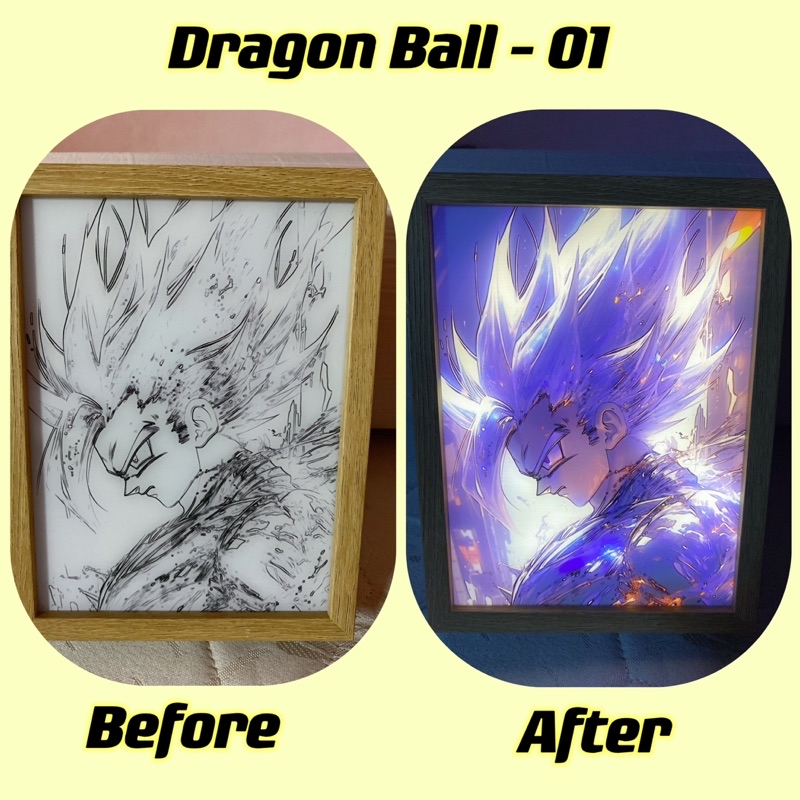 Dragon Ball Goku Light Painting Anime Photo Frame Painting Lamp ...