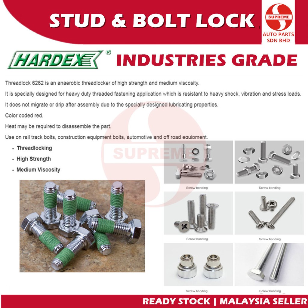 S2U HARDEX Stud & Bolt Lock 6271 Thread Lock 10ml For Backhoe Lori ...